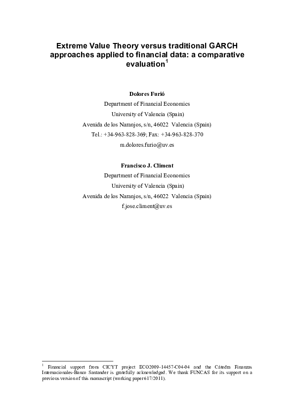 (PDF) Extreme value theory versus traditional GARCH approaches applied ...