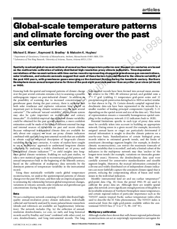 (PDF) Global-scale temperature patterns and climate forcing over the ...