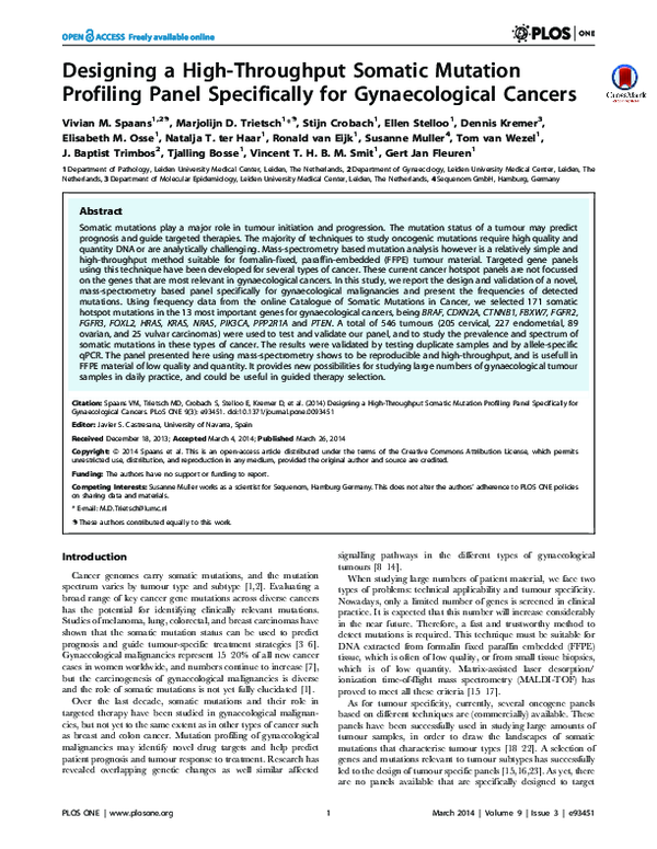 Pdf Designing A High Throughput Somatic Mutation Profiling Panel