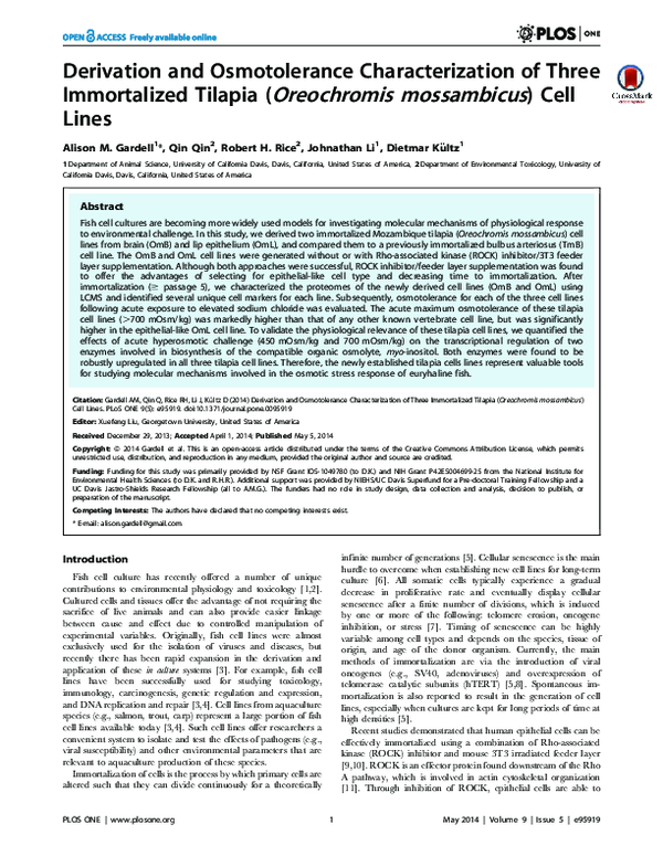 (PDF) Derivation and Osmotolerance Characterization of Three ...