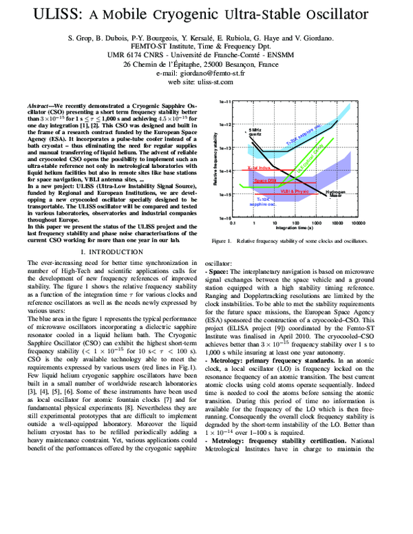 (PDF) ULISS: AMobile cryogenic ultra-stable oscillator