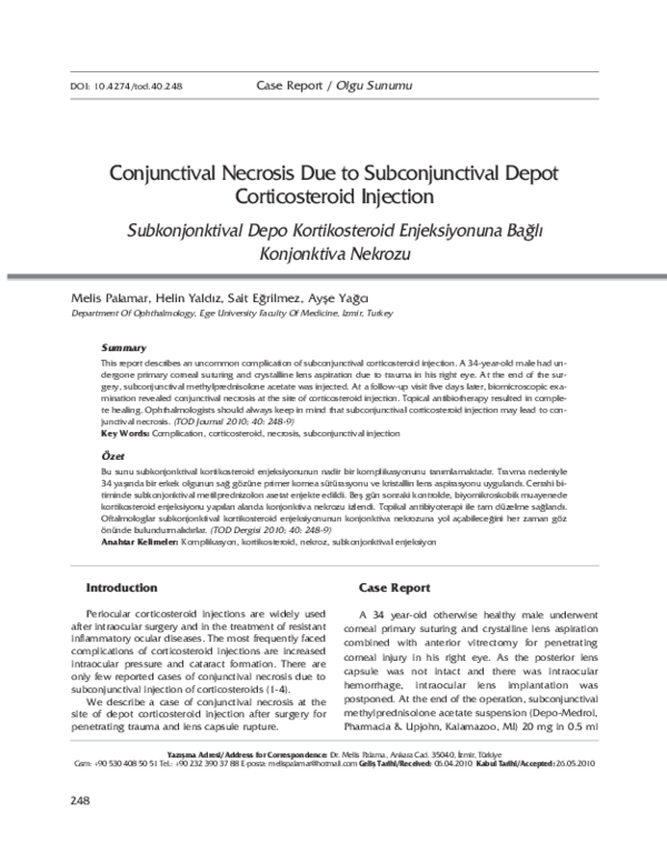(PDF) Conjunctival Necrosis Due to Subconjunctival Depot Corticosteroid ...