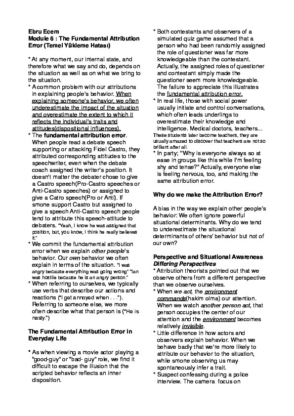 (PDF) Module 6- The Fundamental Attribution Error