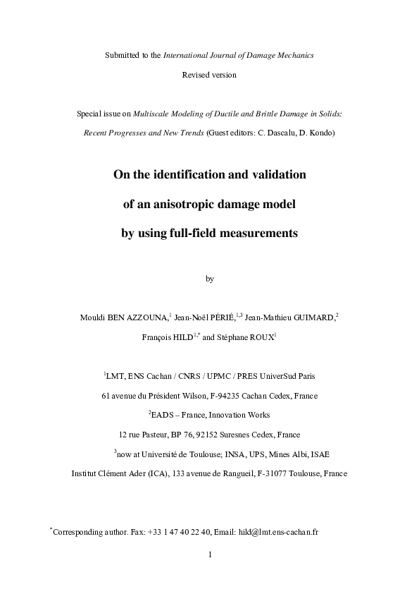 (PDF) On the Identification and Validation of an Anisotropic Damage ...