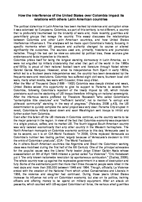 (PDF) How the interference of the United States over Colombia impact ...