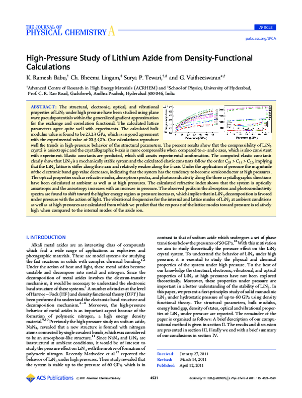 (PDF) High-Pressure Study of Lithium Azide from Density-Functional ...