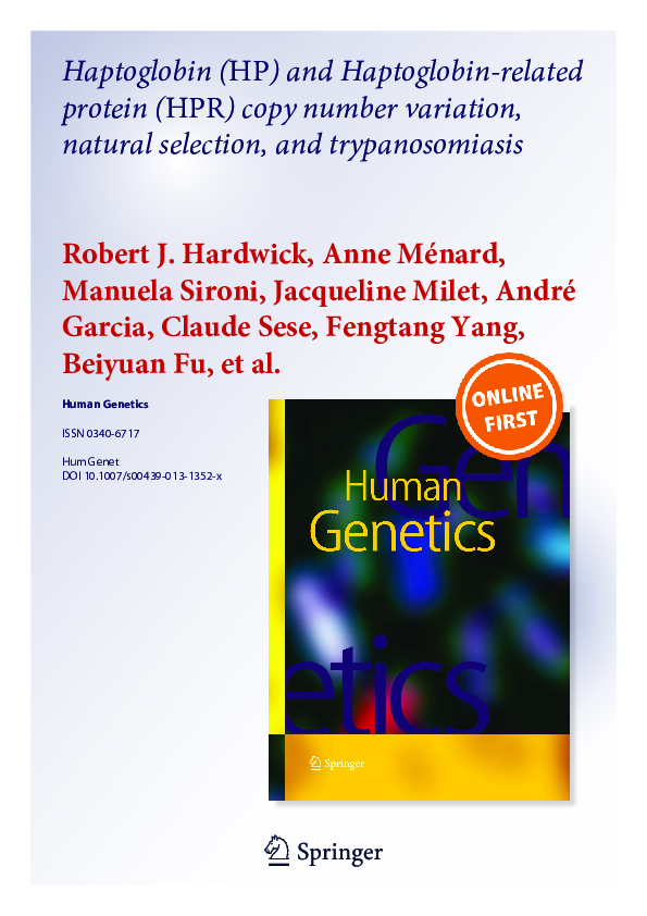(PDF) Haptoglobin (HP) and Haptoglobin-related protein (HPR) copy ...