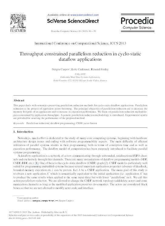 Pdf Throughput Constrained Parallelism Reduction In Cyclo Static Dataflow Applications