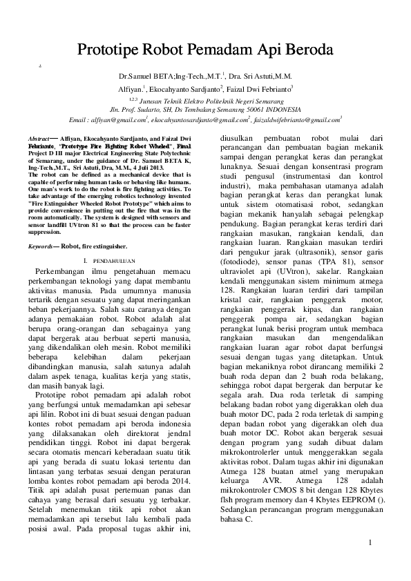 Prototipe Robot Pemadam Api Beroda