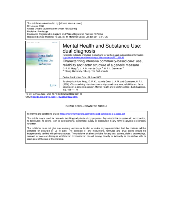 Pdf Characterizing Intensive Community Based Care Use Reliability