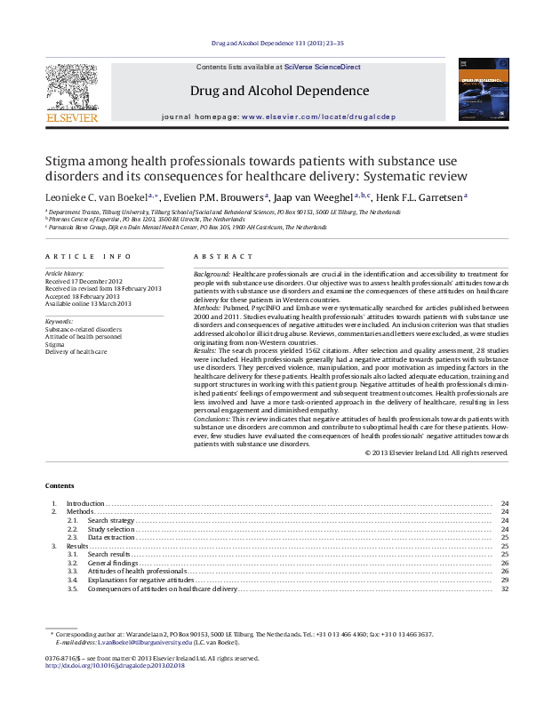 (PDF) Stigma among health professionals towards patients with substance ...