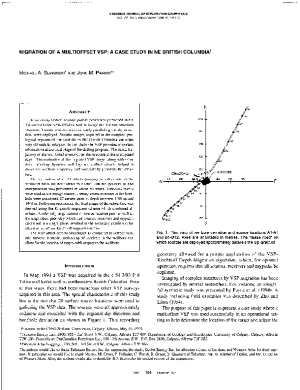 (PDF) Migration of a Multioffset VSP: A Case Study in Northeast British ...