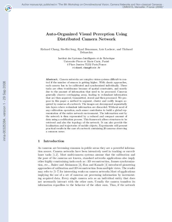 (PDF) Auto-organized visual perception using distributed camera network | Sio-hoi Ieng and Ryad ...