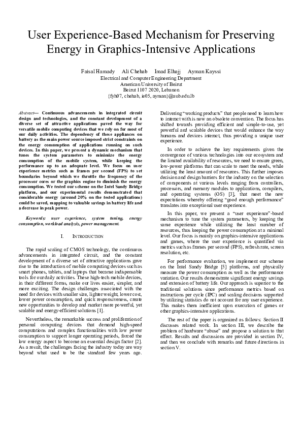 (PDF) User experience-based mechanism for preserving energy in graphics ...