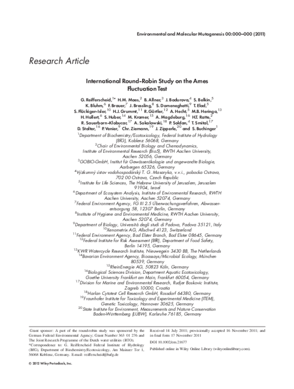 (PDF) International round-robin study on the Ames fluctuation test