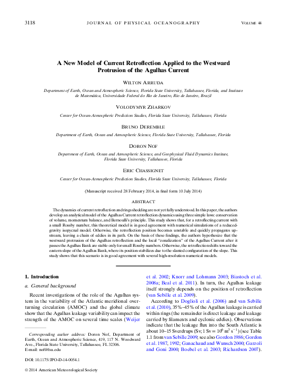 (PDF) A new model of current retroflection applied to the westward ...