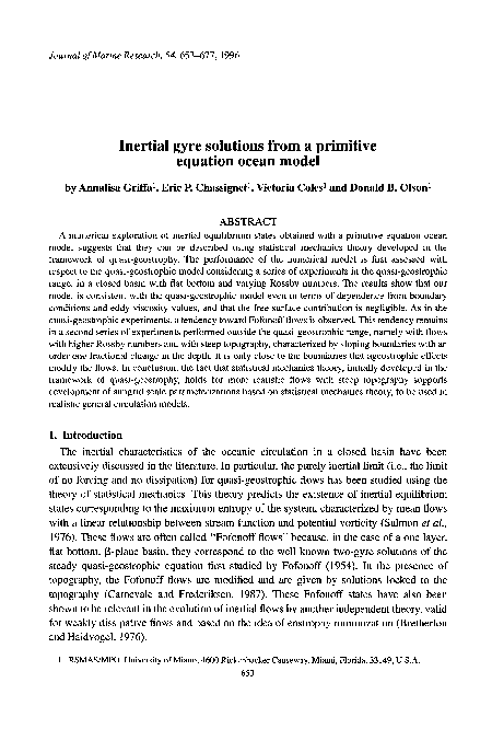 (PDF) Inertial gyre solutions from a primitive equation ocean model