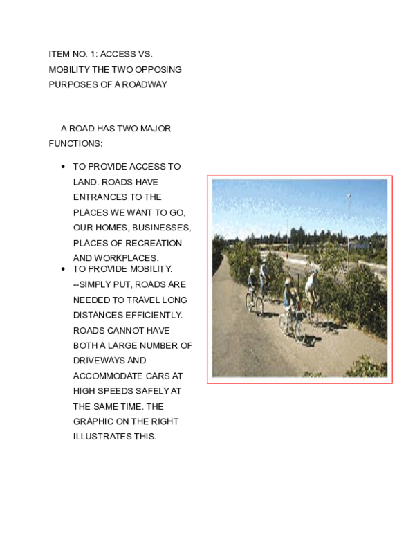 (DOC) ITEM NO. 1: ACCESS VS. MOBILITY THE TWO OPPOSING PURPOSES OF A ...