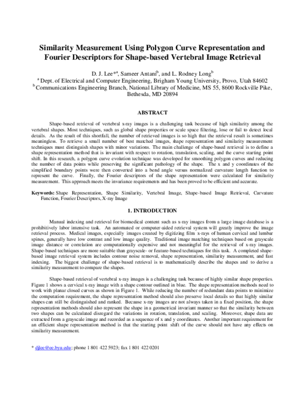 Pdf Similarity Measurement Using Polygon Curve Representation And