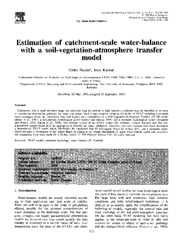 (PDF) Estimation of catchment-scale water-balance with a soil-vegetation-atmosphere transfer model