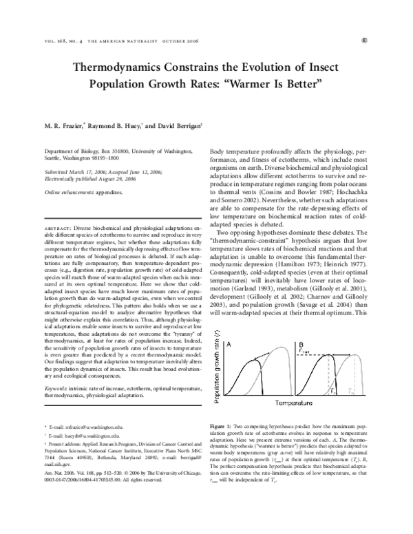 (PDF) Thermodynamics Constrains the Evolution of Insect Population ...