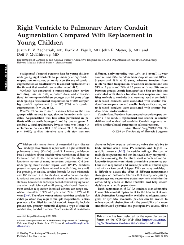 (PDF) Right Ventricle to Pulmonary Artery Conduit Augmentation Compared ...