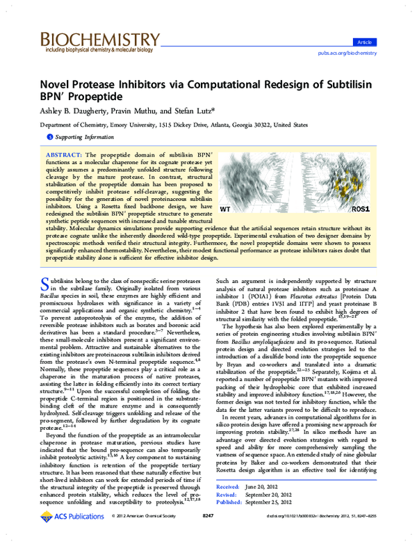 (PDF) Novel Protease Inhibitors via Computational Redesign of ...
