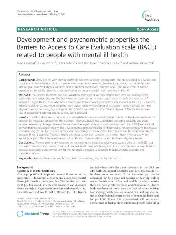 (PDF) Development and psychometric properties the Barriers to Access to ...