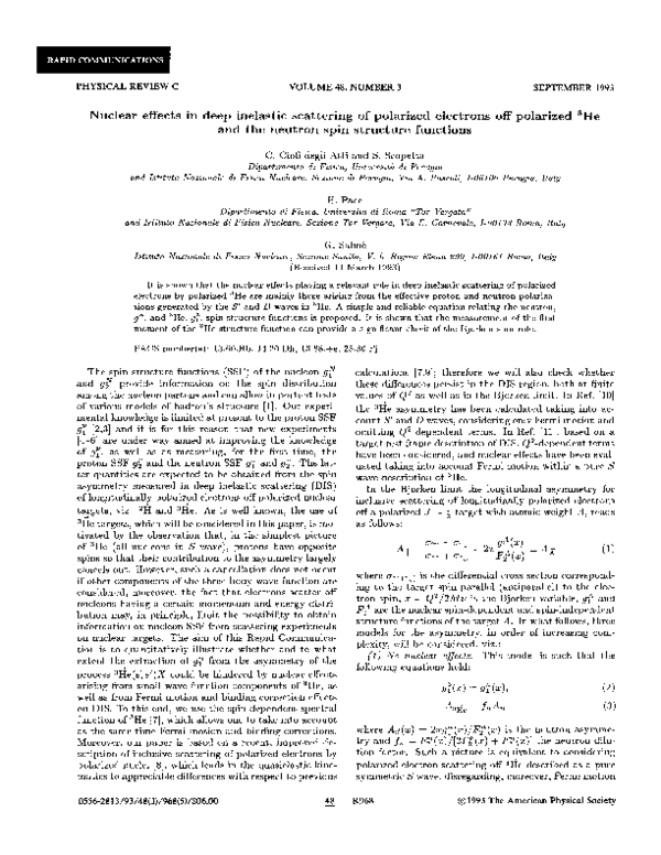 (PDF) Nuclear Effects in Deep Inelastic Scattering of Polarized Electrons off Polarized 3 He and ...