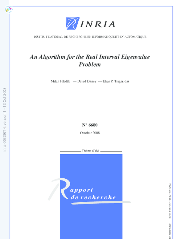(PDF) An algorithm for addressing the real interval eigenvalue problem | Milan Hladík - Academia.edu