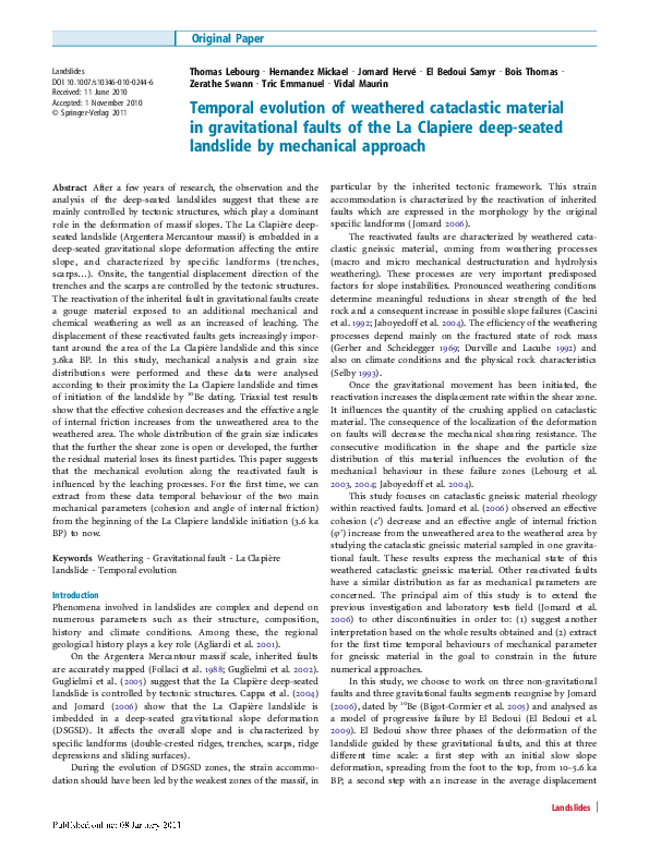 (PDF) Temporal evolution of weathered cataclastic material in ...