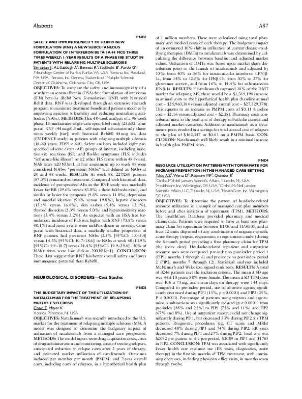(PDF) PND2 SAFETY AND IMMUNOGENICITY OF REBIF® NEW FORMULATION (RNF) A ...