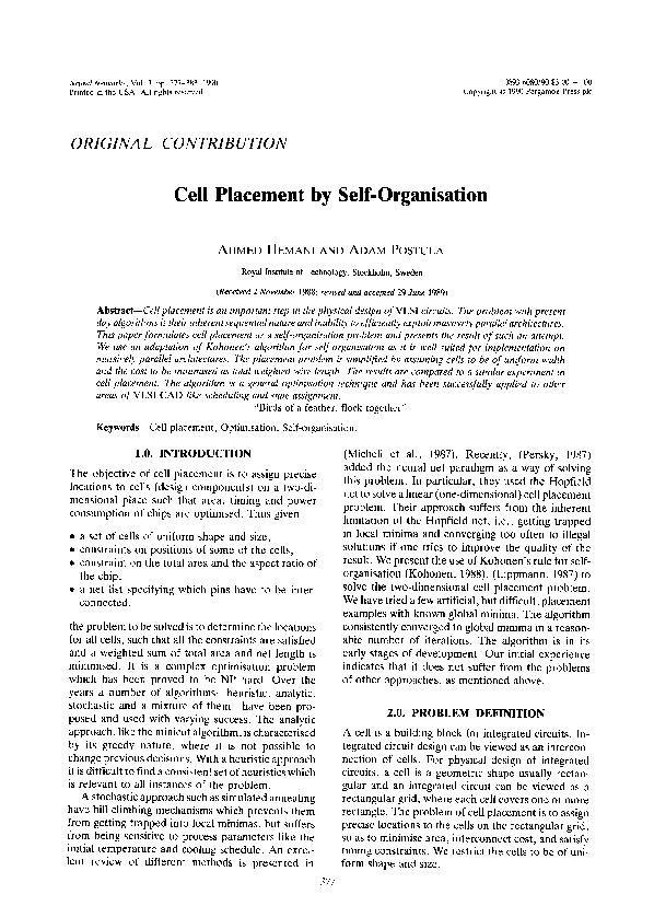 (PDF) Cell placement by self-organisation