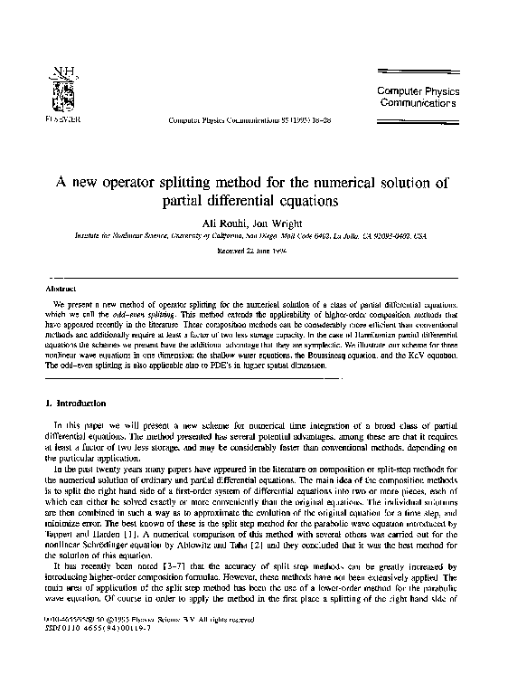 Pdf A New Operator Splitting Method For The Numerical Solution Of