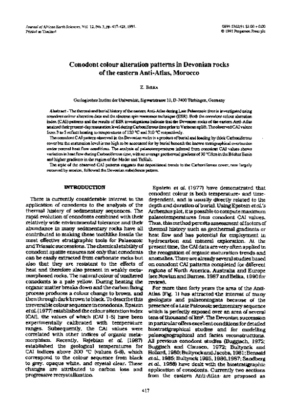 (PDF) CONODONT COLOR ALTERATION PATTERNS IN DEVONIAN ROCKS OF THE ...