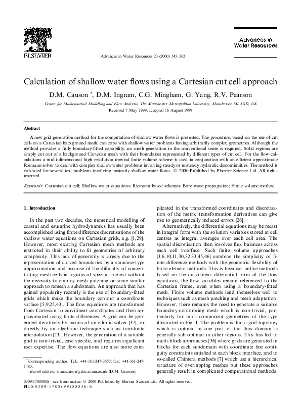 (PDF) Calculation of shallow water flows using a Cartesian cut cell ...