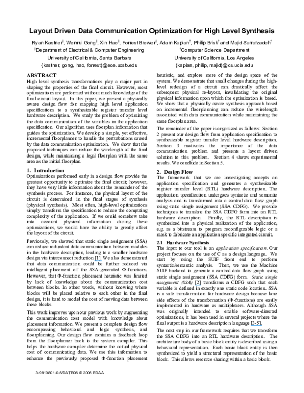 (PDF) Layout Driven Data Communication Optimization for High Level Synthesis