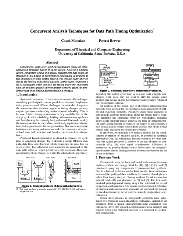 Pdf Concurrent Analysis Techniques For Data Path Timing Optimization