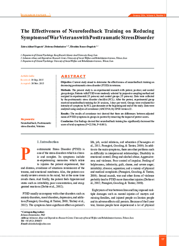 (PDF) The Effectiveness of Neurofeedback Training on Reducing Symptoms ...