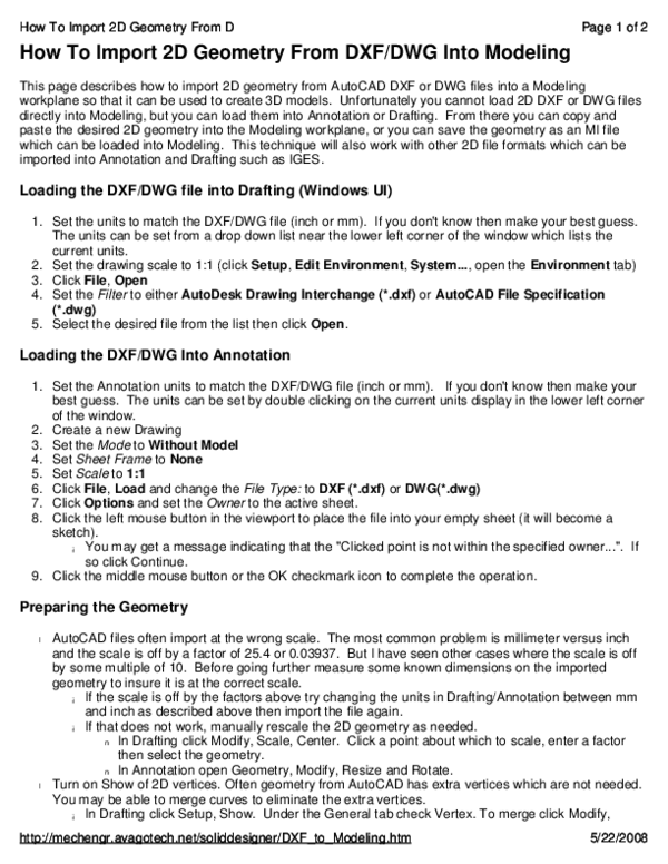 (PDF) How To Import 2D Geometry From DXF/DWG Into Modeling Loading the ...