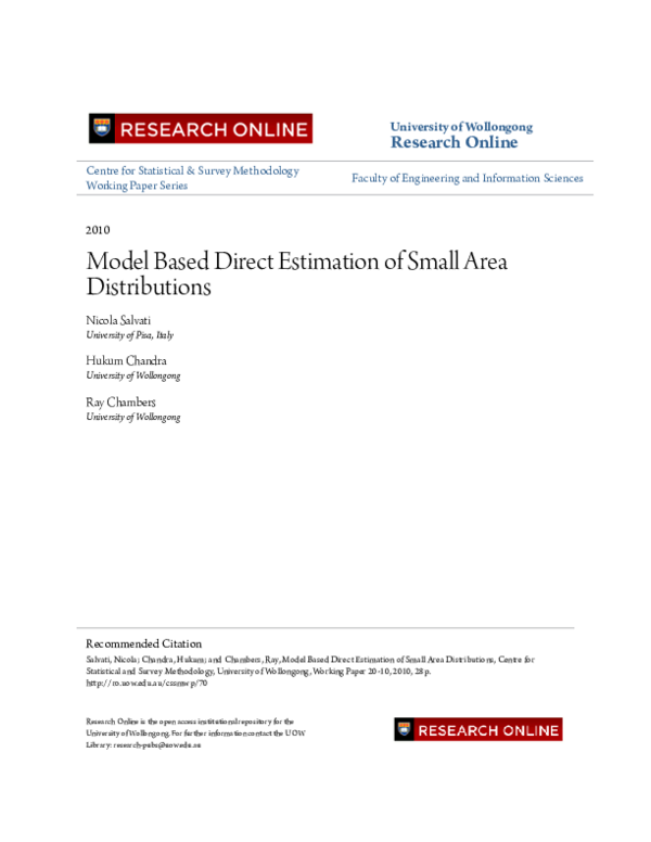 (PDF) MODEL-BASED DIRECT ESTIMATION OF SMALL-AREA DISTRIBUTIONS
