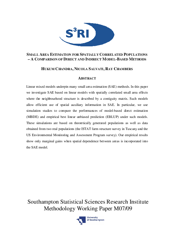 (PDF) Small area estimation for spatially correlated populations-A ...