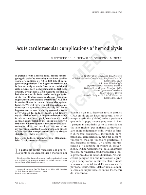 (PDF) Acute cardiovascular complications of hemodialysis