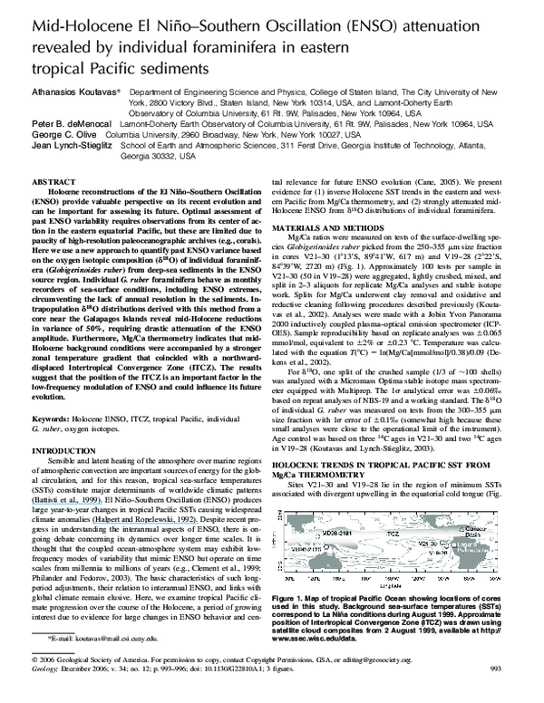 (PDF) Mid-Holocene El Niño–Southern Oscillation (ENSO) attenuation ...