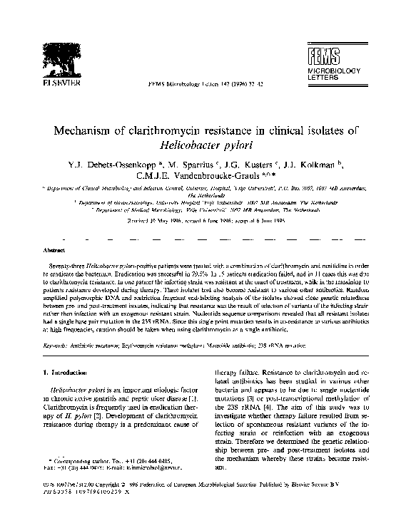 (PDF) Mechanism of clarithromycin resistance in clinical isolates of ...