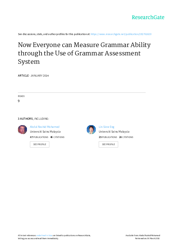 (PDF) Now Everyone can Measure Grammar Ability through the Use of ...
