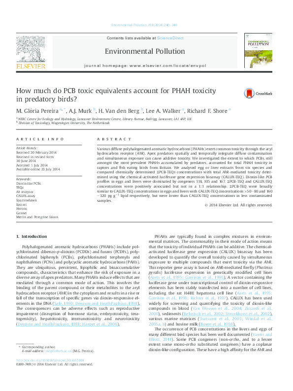 (PDF) How much do PCB toxic equivalents account for PHAH toxicity in ...