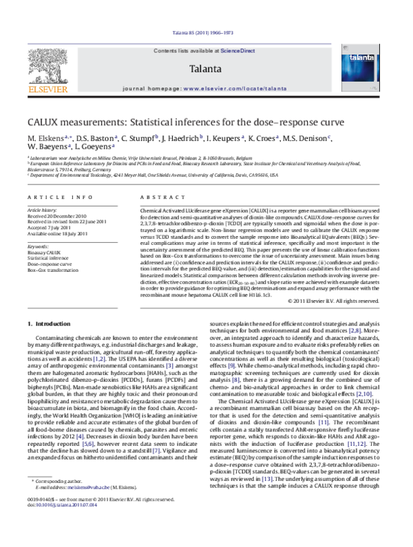 (PDF) CALUX measurements: statistical inferences for the dose-response curve