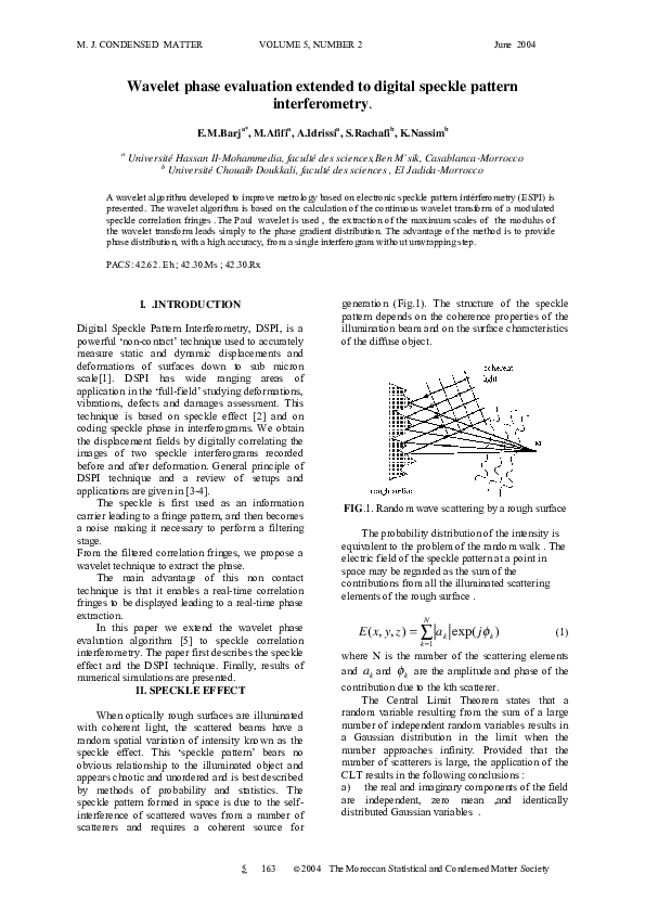 (PDF) Wavelet phase evaluation extended to digital speckle pattern interferometry