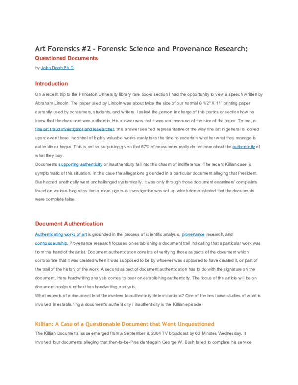 (PDF) Art Forensics #2 ‐ Forensic Science and Provenance Research ...